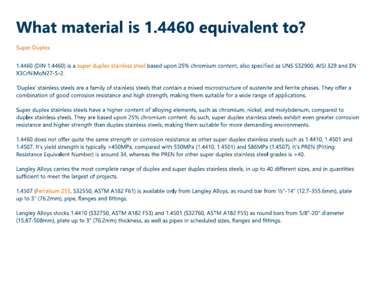 1.4460 Equivalent Material | PDF