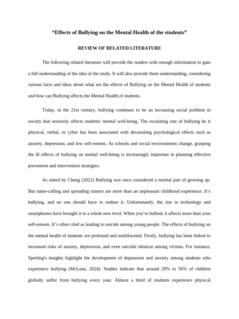 Bullying's Impact on Student Mental Health | PDF | Bullying | Cyberbullying