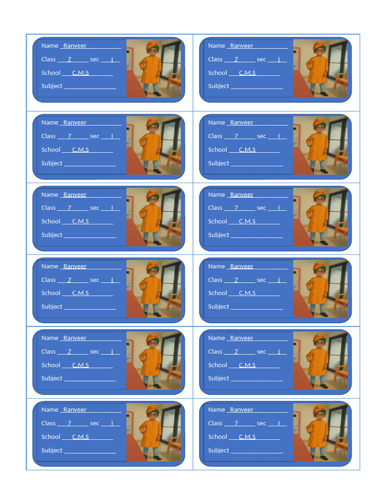 Name Slip for Class 7 Project | PDF