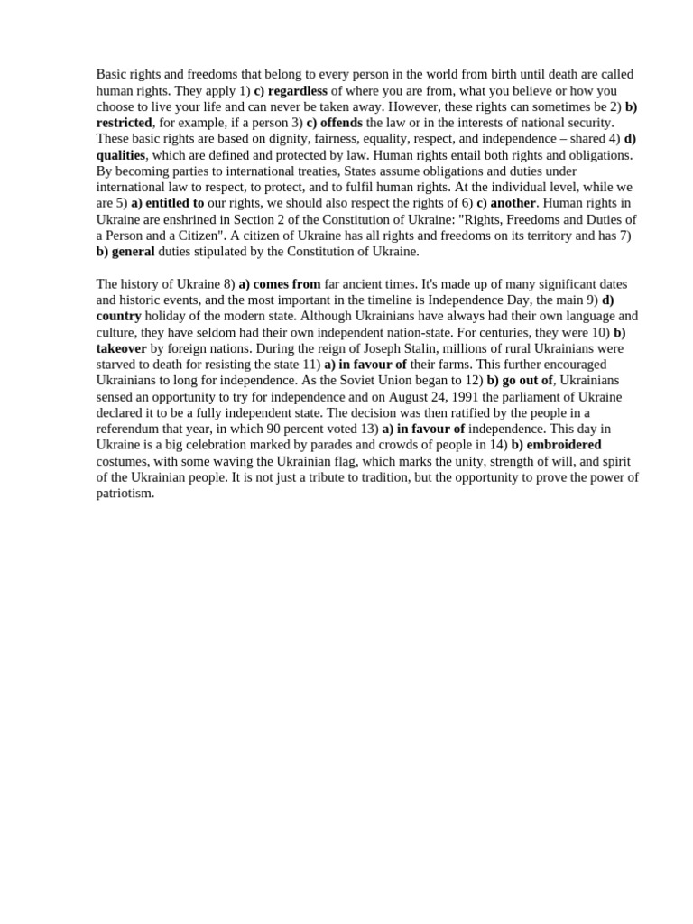 Basic rights and freedoms that belong to every person in the world from ...