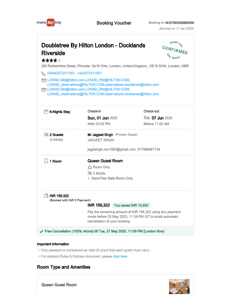 Queen Guest Room Booking Details | PDF | Fee