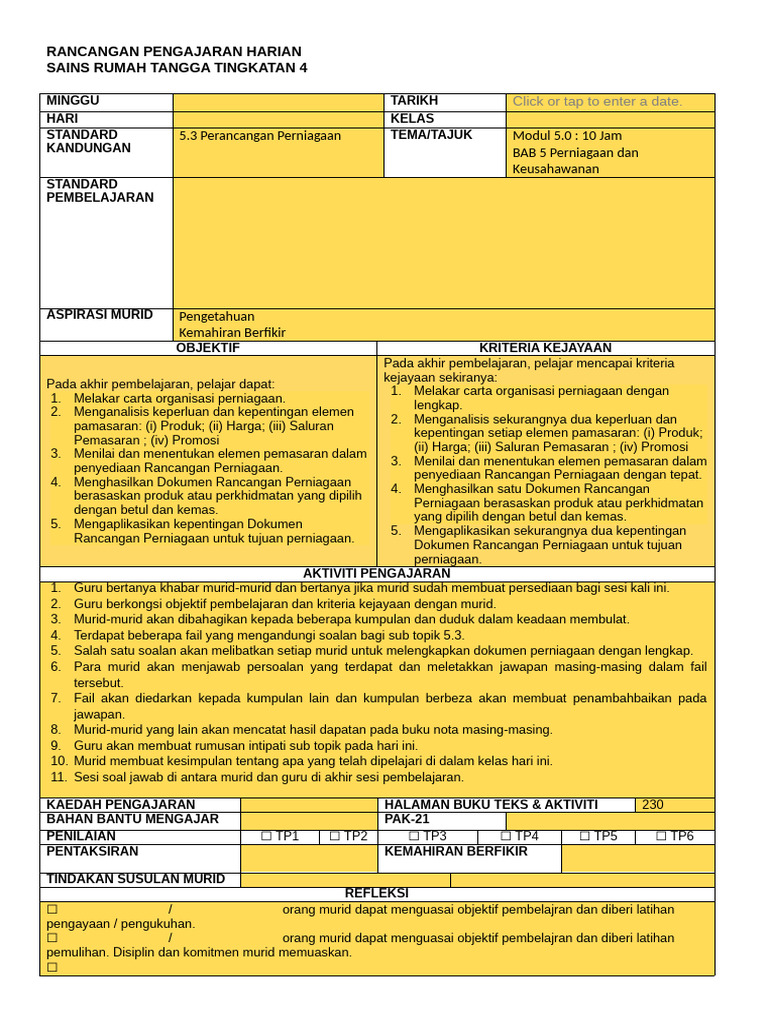RPH_Tingkatan 4_M39- SRT | PDF