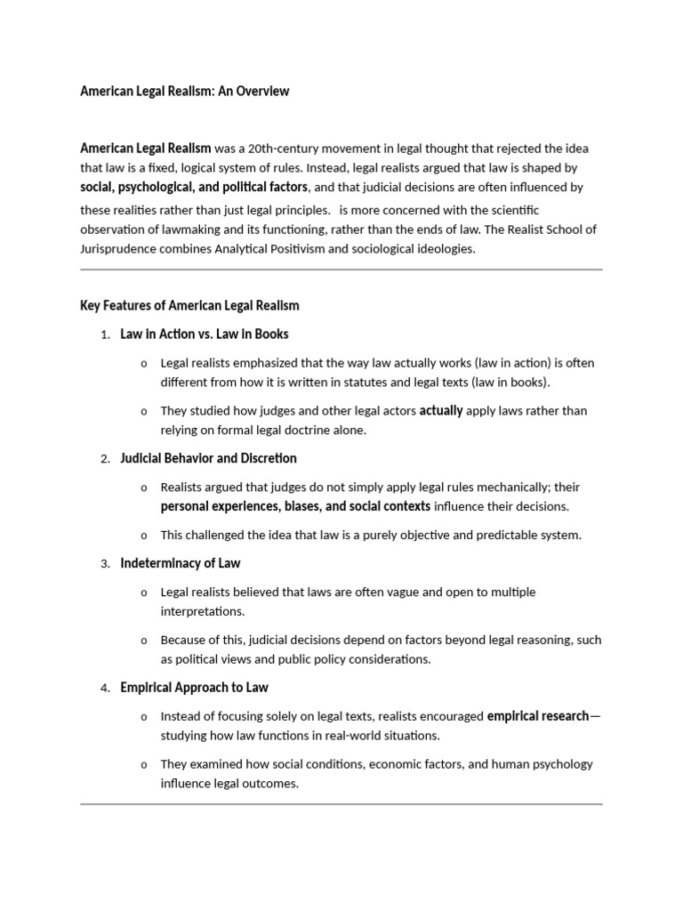 American Legal Realism | PDF | Jurisprudence | Philosophical Realism