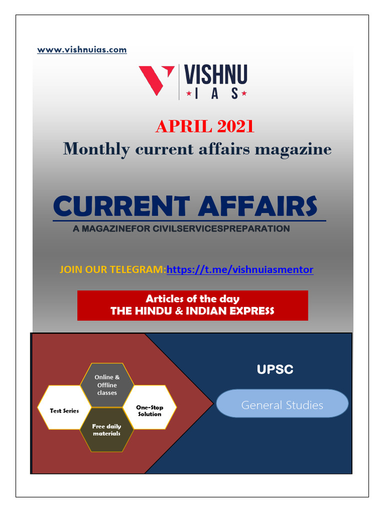 April 2021 UPSC Current Affairs Guide | PDF