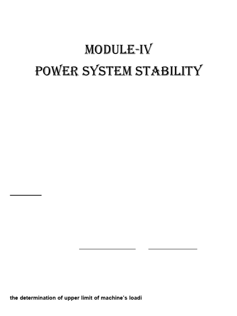 PSOC Class Note (Module-IV) | PDF | Steady State | Electrical Engineering