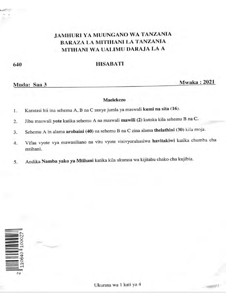 Hisabati GATCE 2021 | PDF