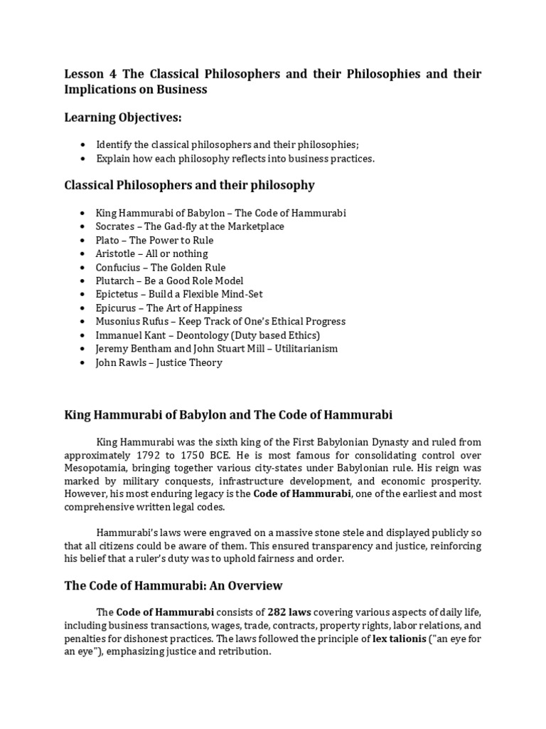 Lesson 4 The Classical Philosophers and Their Philosophies and Their ...