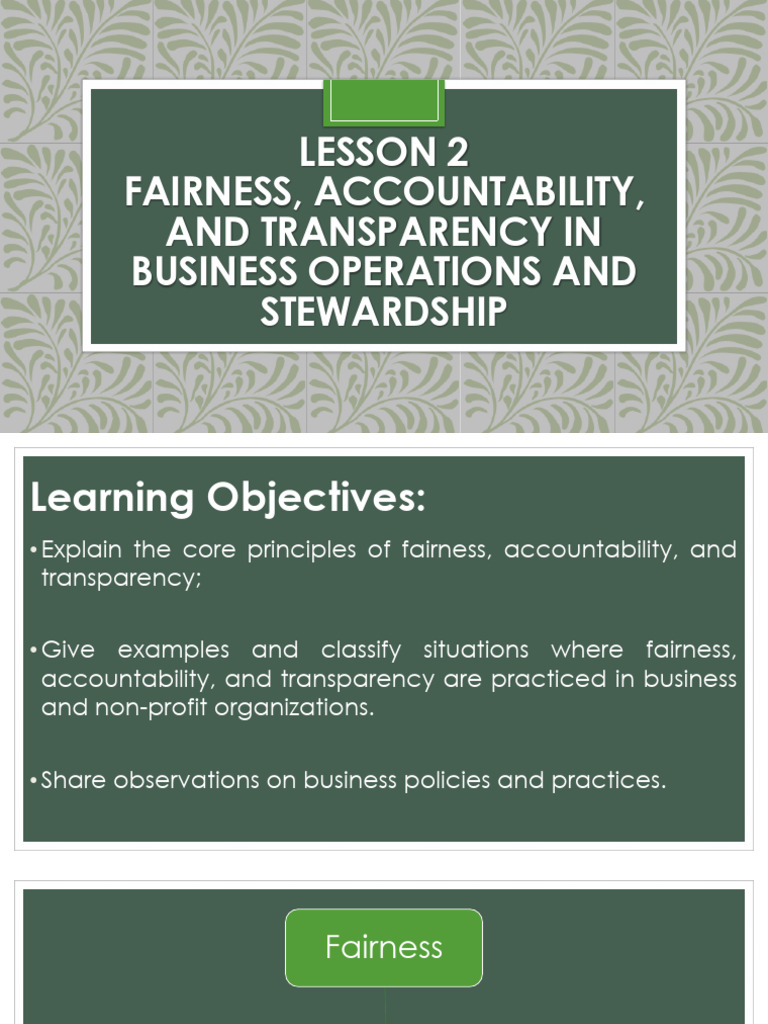 Lesson 2 Fairness, Accountability, and Transparency in Business ...
