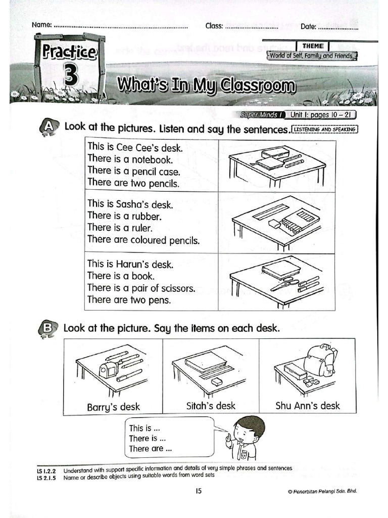 Unit 3 What's in My Classroom | PDF