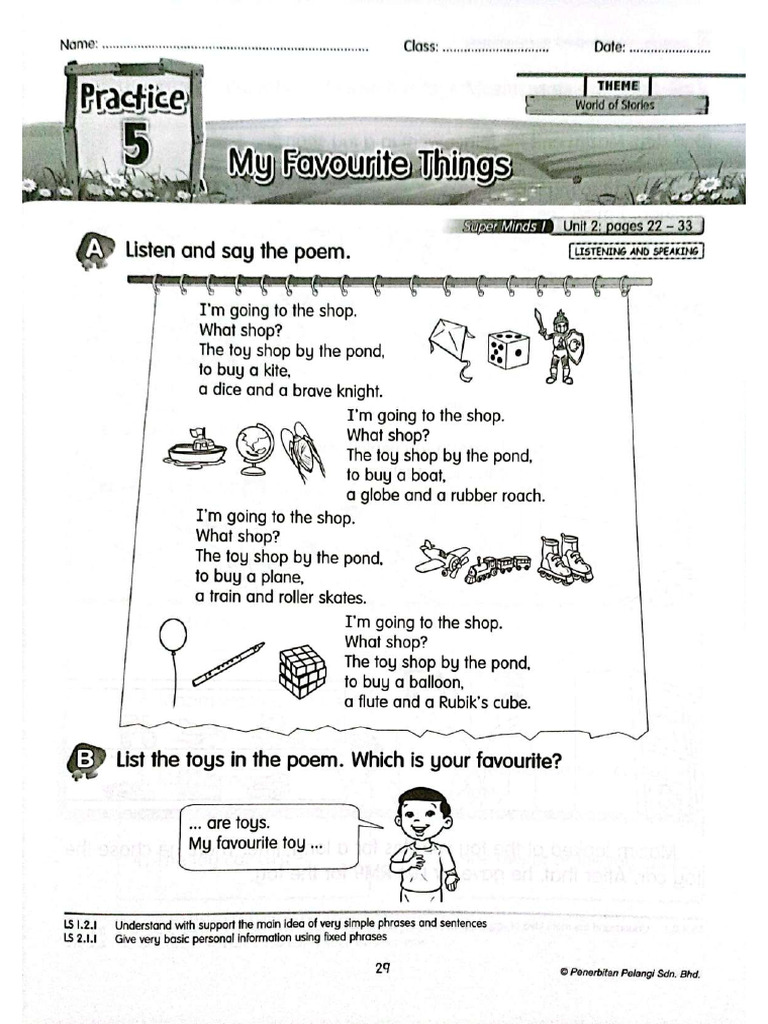 Unit 5 My Favourite Things | PDF