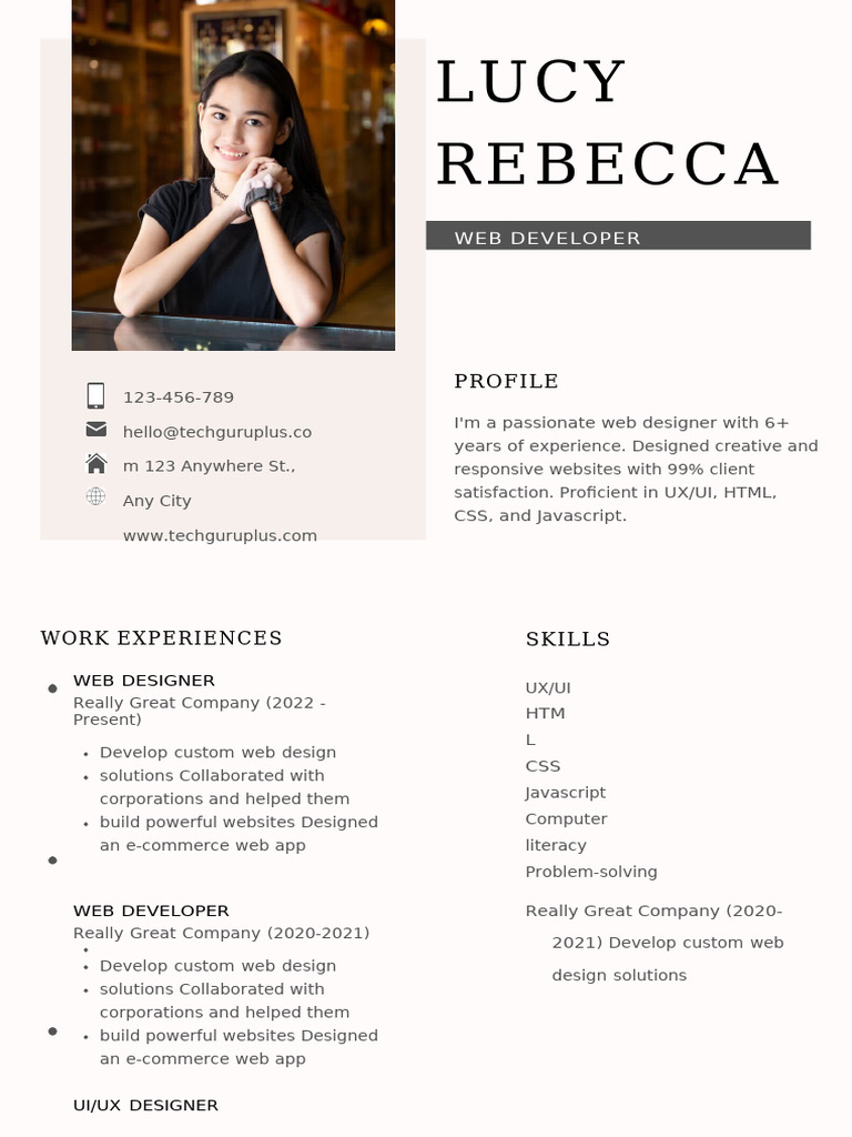 Experienced Web Developer Profile | PDF
