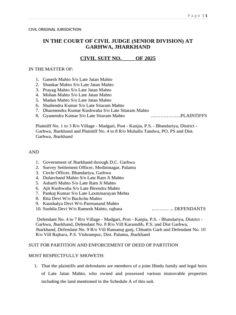 Ganesh Mahto & Ors - FinalFormatted | PDF | Affidavit | Deposition (Law)