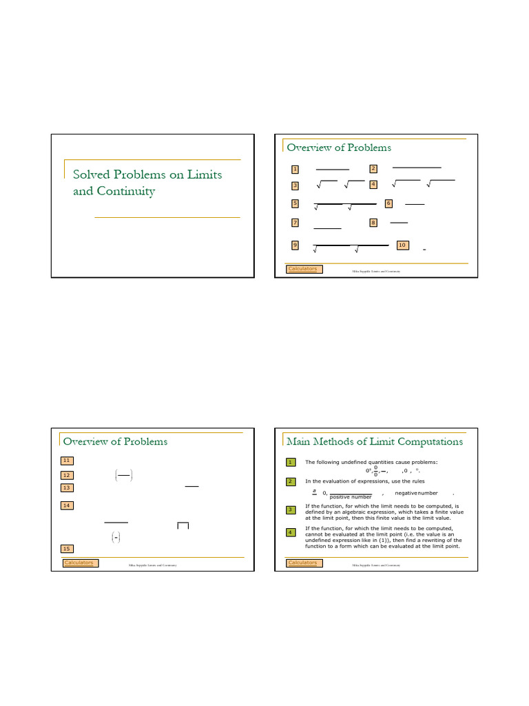 Solved Problems On Limits and Continuity | PDF | Mathematical Analysis ...