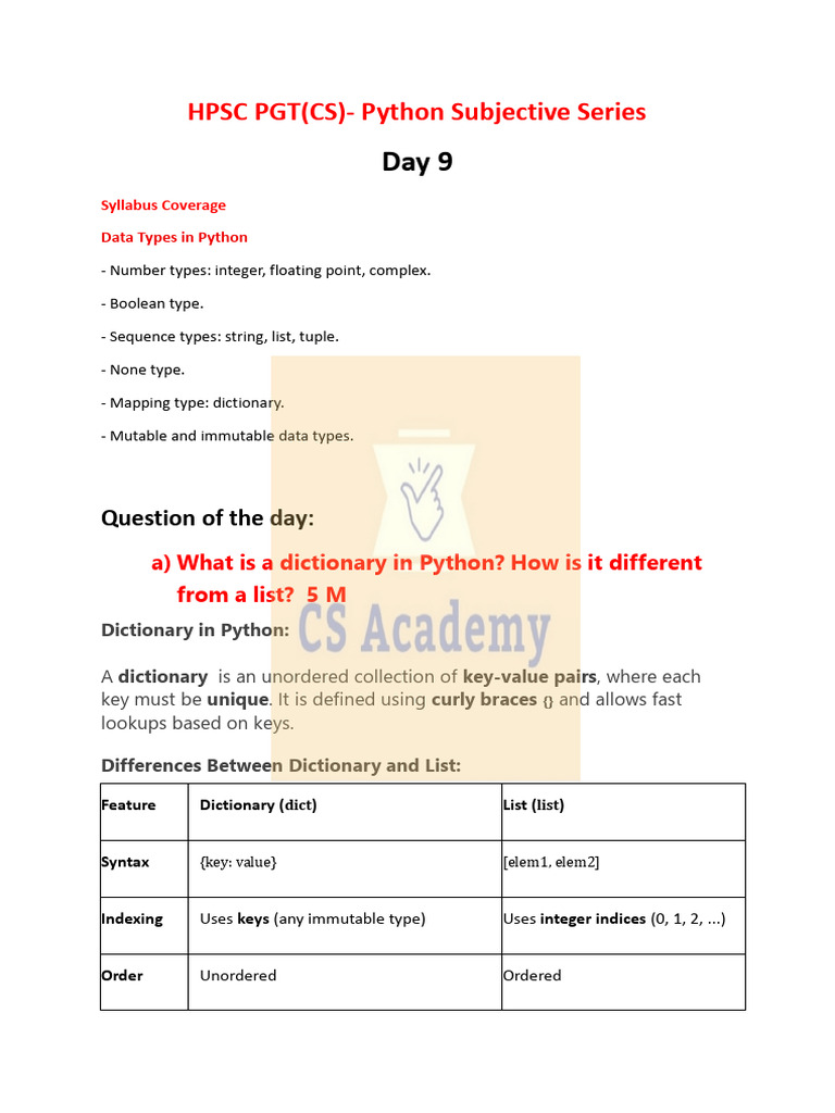Day 9 Python Answers - 59296963 - 2025 - 04 - 23 - 13 - 10 | PDF | Boolean Data Type ...