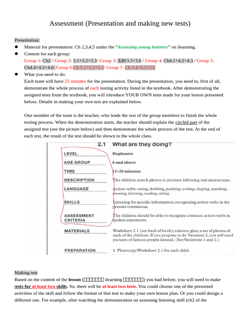 Teaching young children - explaination on assessment activity (1) | PDF | Lesson Plan | Learning