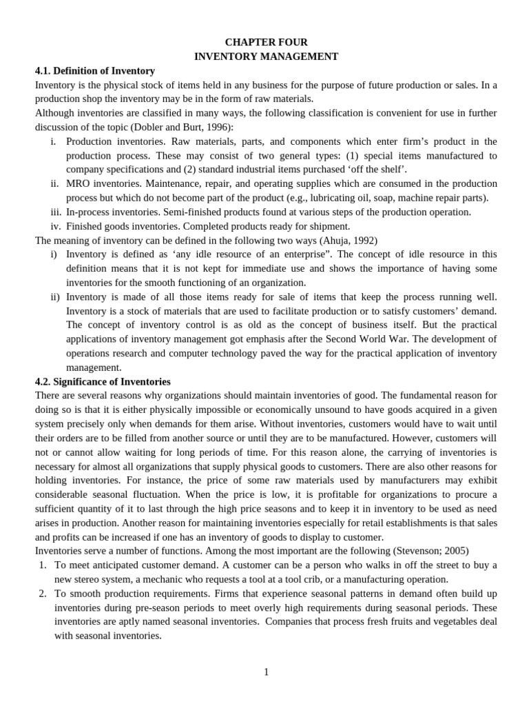 CHAPTER 4 Inventory Systems For Independent Demand | PDF | Inventory | Demand