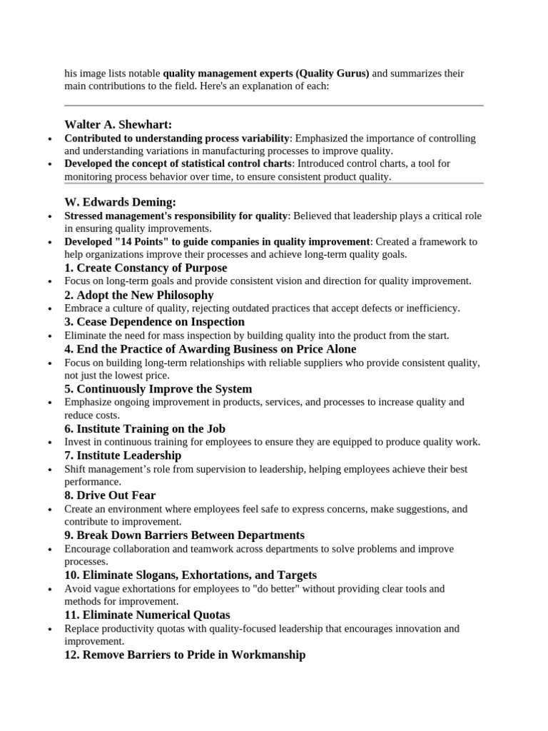 Notable Quality Management Experts | PDF | Quality Management | Business