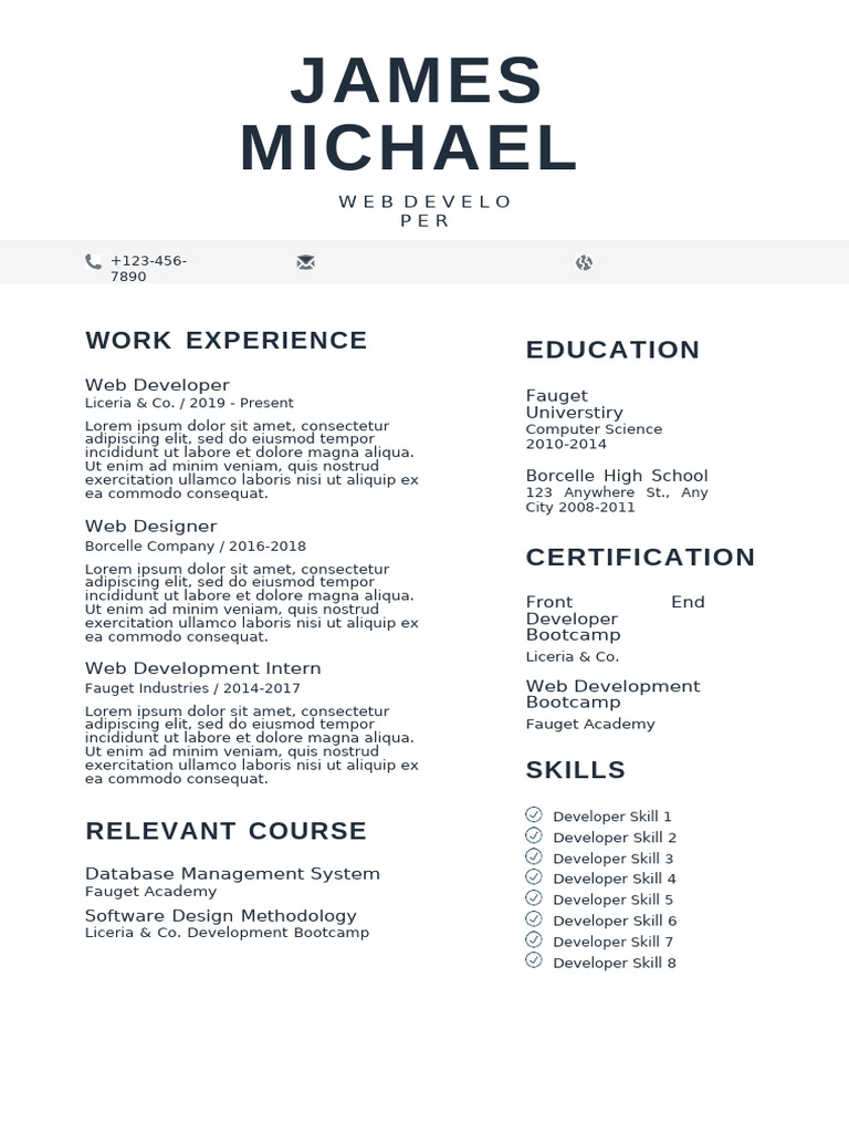 Web Developer CV Template | PDF