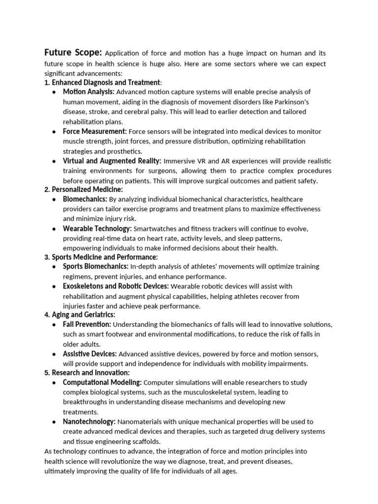 Future Scope of Force and Motion in Health Science | PDF | Wearable ...