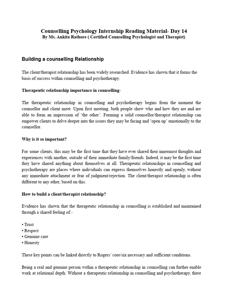 Building Effective Counselling Relationships | PDF | Psychotherapy ...