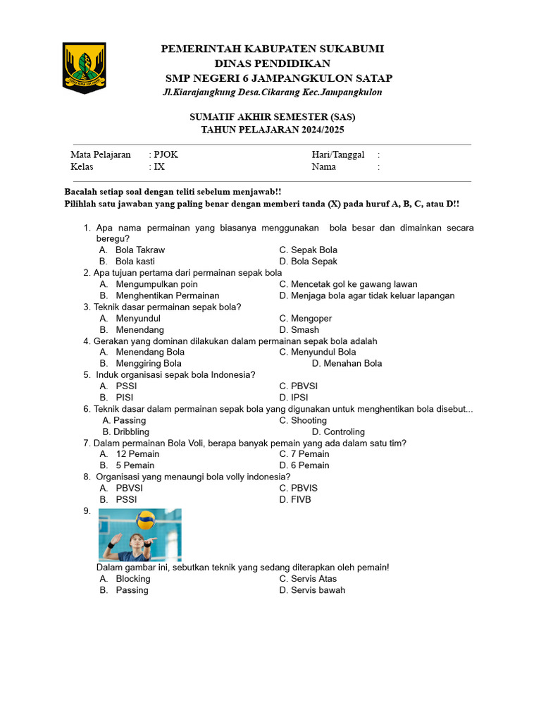 Sas Pjok Kelas 9 | PDF