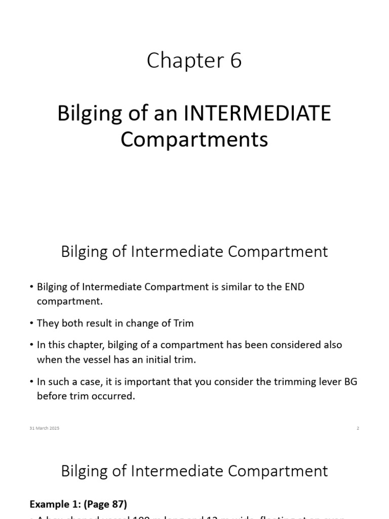Chapter 6 Bilging Intermediate Compartment Presentation | PDF | Water Transport | Ships