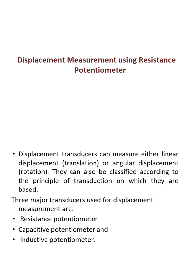 Displacement Measurement Using Resistance Potentiometer | PDF | Electricity | Mechanical Engineering