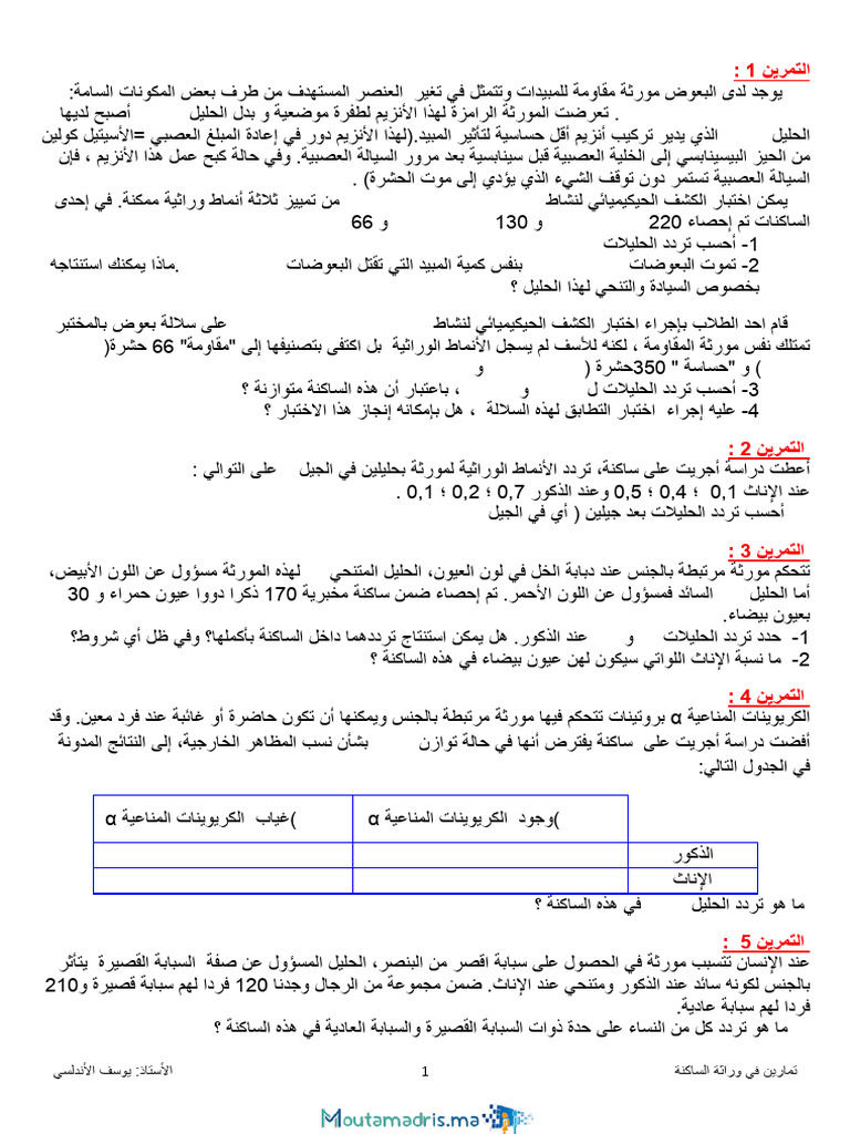 Exercices SVT 2bac 10 | PDF