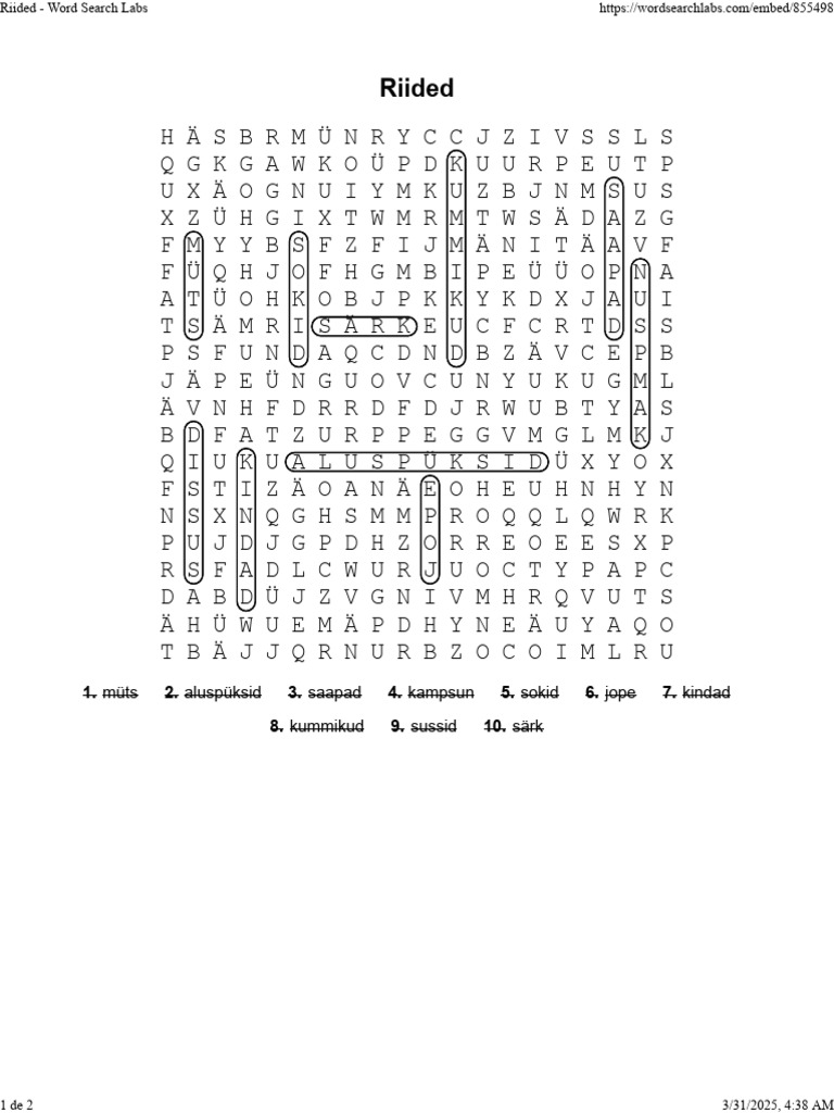 Riided - Word Search Labs | PDF