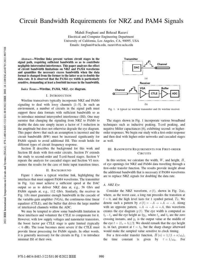 Circuit Bandwidth Requirements For NRZ and PAM4 Signals | PDF ...