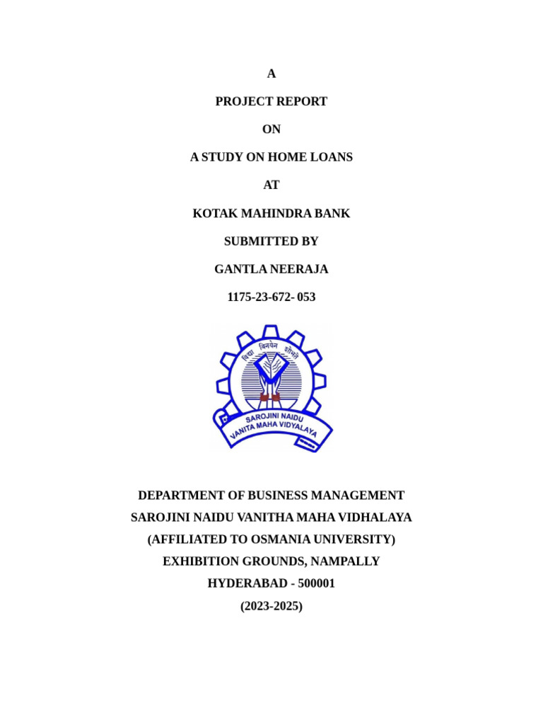 A Complete project report on a study on home loans | PDF | Loans | Debt
