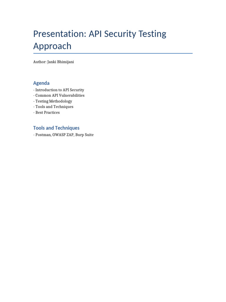 API Security Testing Approach | PDF
