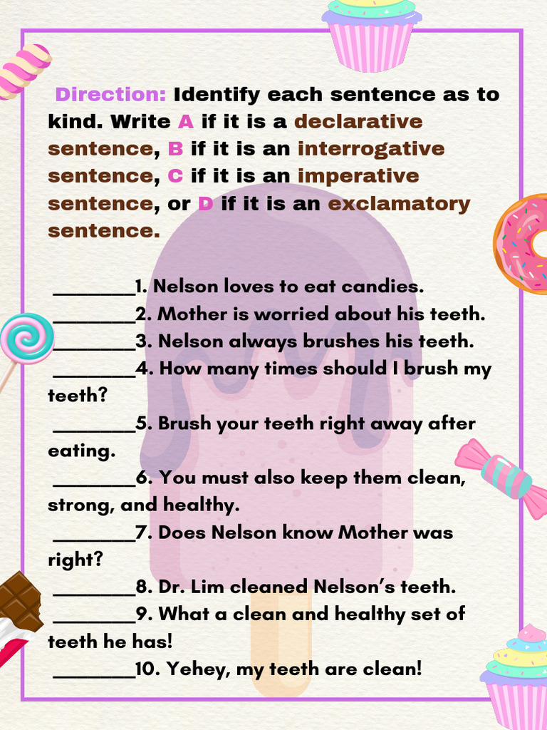 Four Types of Sentences CHART | PDF