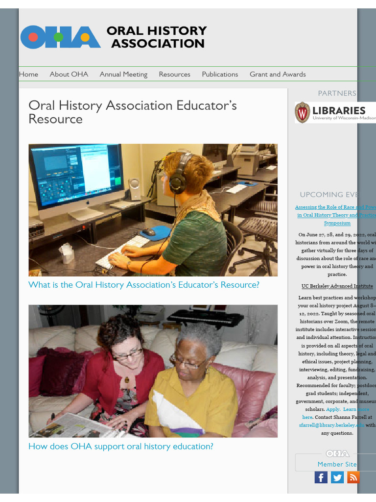 OHA Educator's Resource Overview | PDF | Oral History | Liberal Arts ...