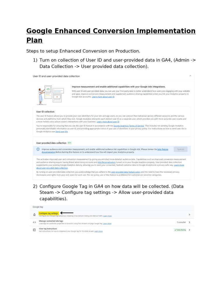Google Enhanced Conversion Implementation Plan | PDF | Tag (Metadata) | Java Script