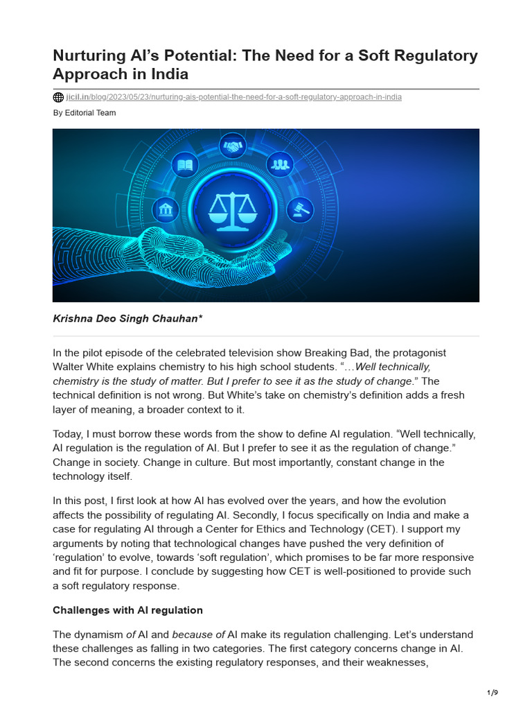 Jicil - In-Nurturing AIs Potential The Need For A Soft Regulatory ...