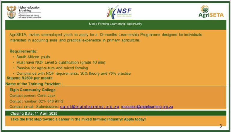 AgriSETA Learnership | PDF