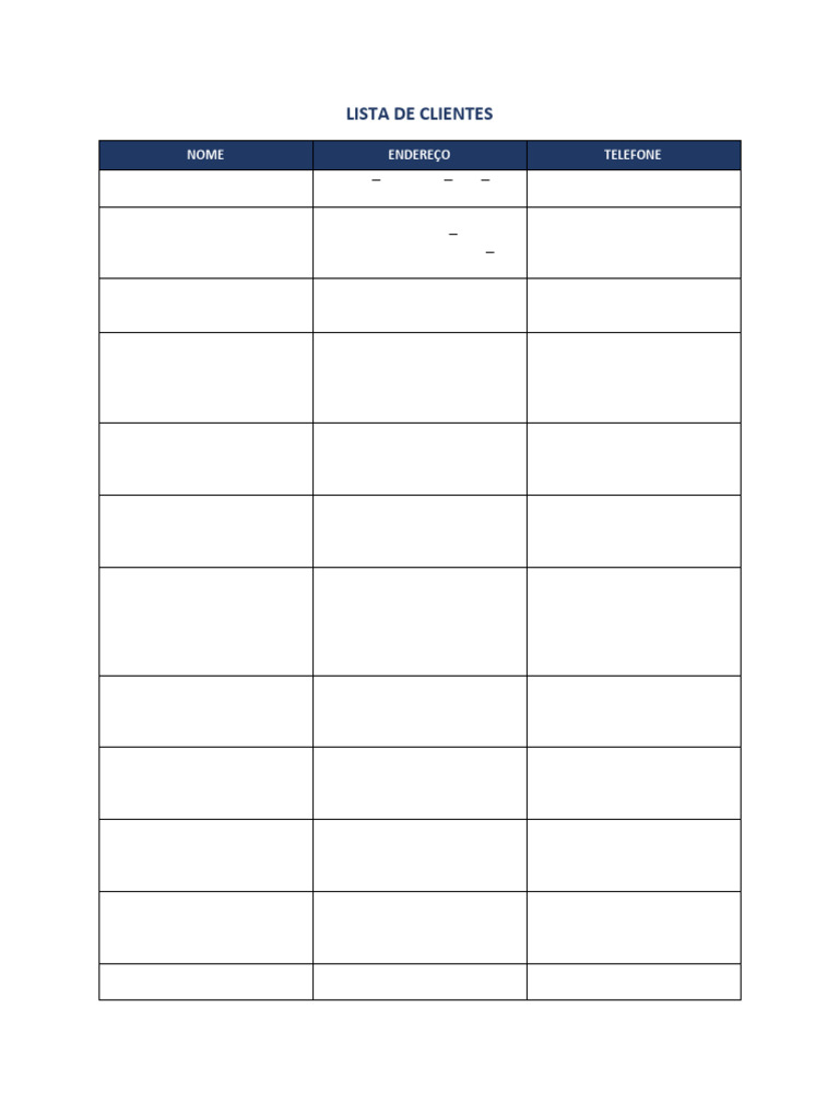 Lista de Dados - Novos Clientes | PDF | Brasil