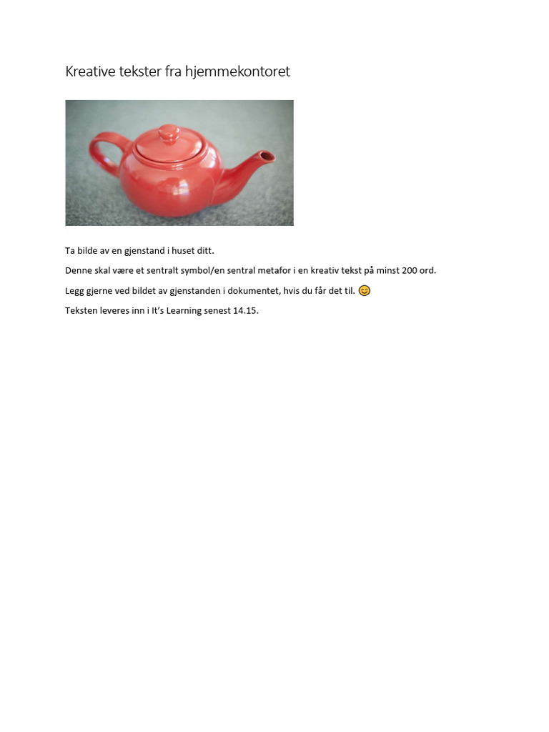 Gjenstand - Kreativ Tekst | PDF