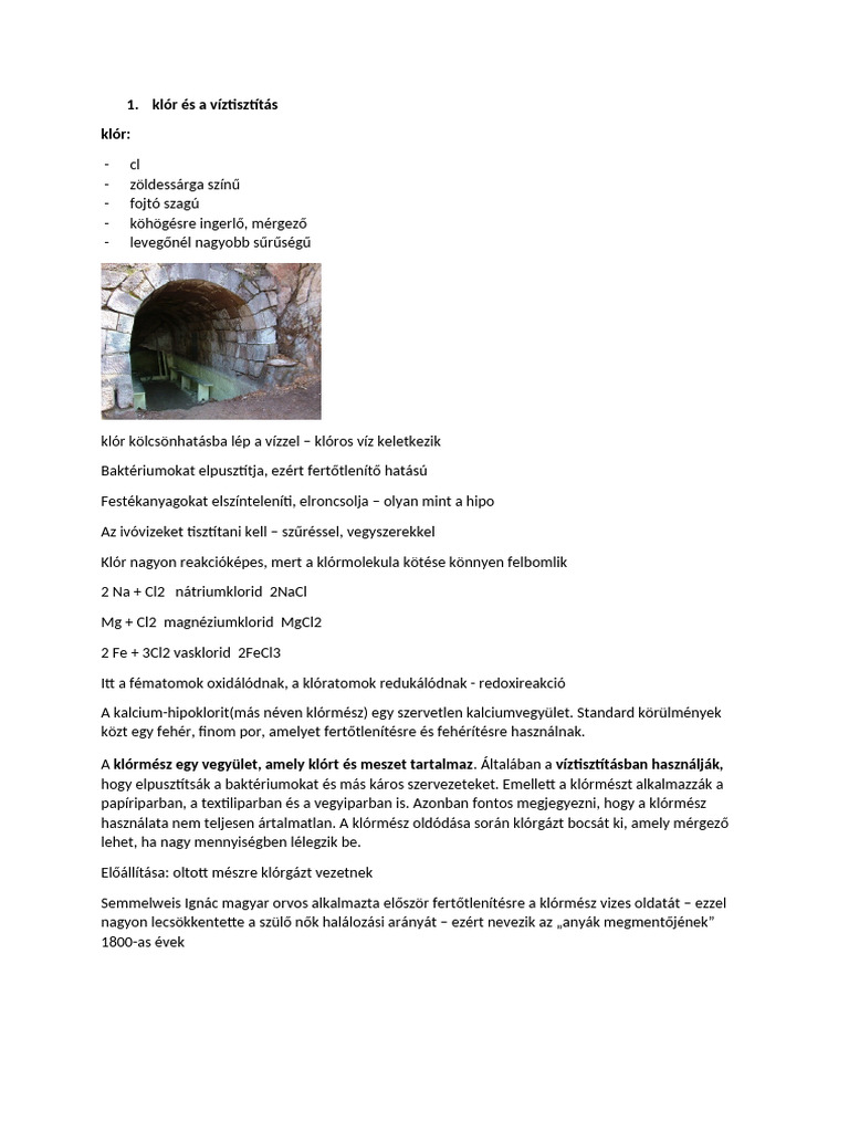 1 klór és a víztisztítás | PDF