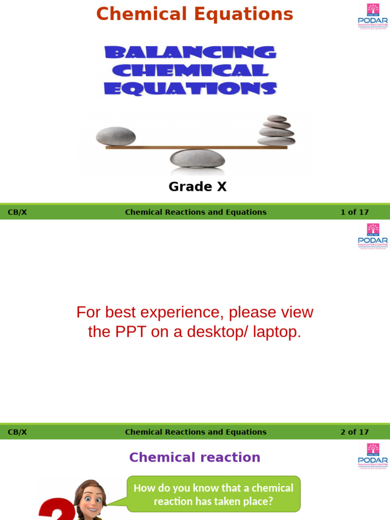 PPT2 CB X Sci Chemical Reactions and Equations | PDF | Chemistry ...