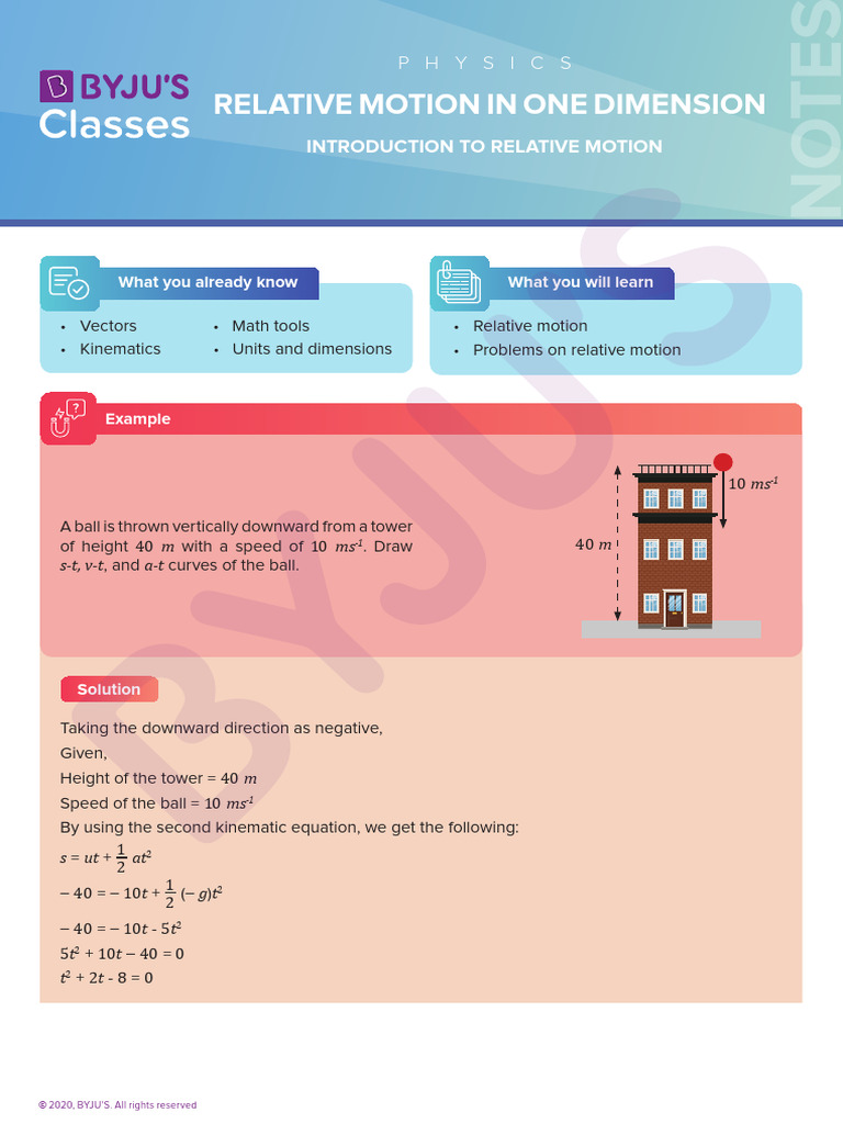 1.introduction To Relative Motion. | PDF | Kinematics | Speed