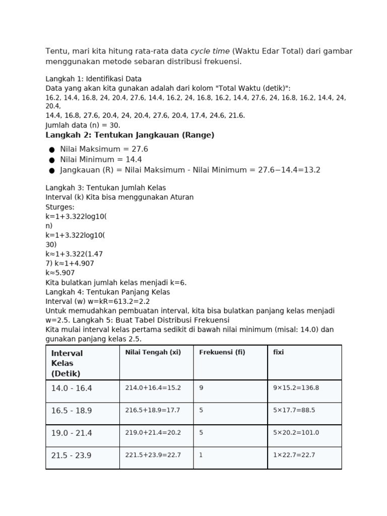 Hitung Rata Rata Data Cycle Time Yang Ada Pada Alat | PDF