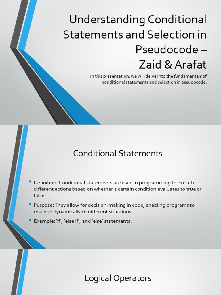 Understanding Conditional Statements and Selection in Pseudocode | PDF