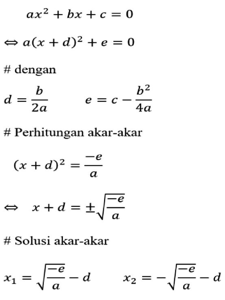 Rumus Kuadrat Sempurna | PDF