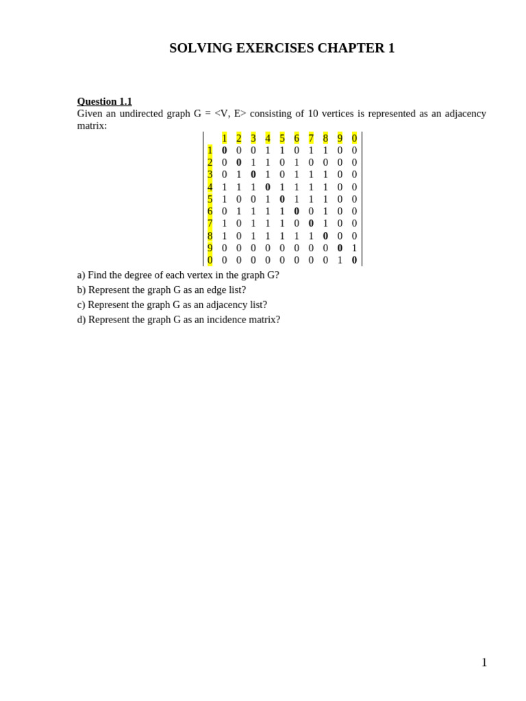 01 Solving Exercises Chapter 1 | PDF | Vertex (Graph Theory) | Mathematical Concepts