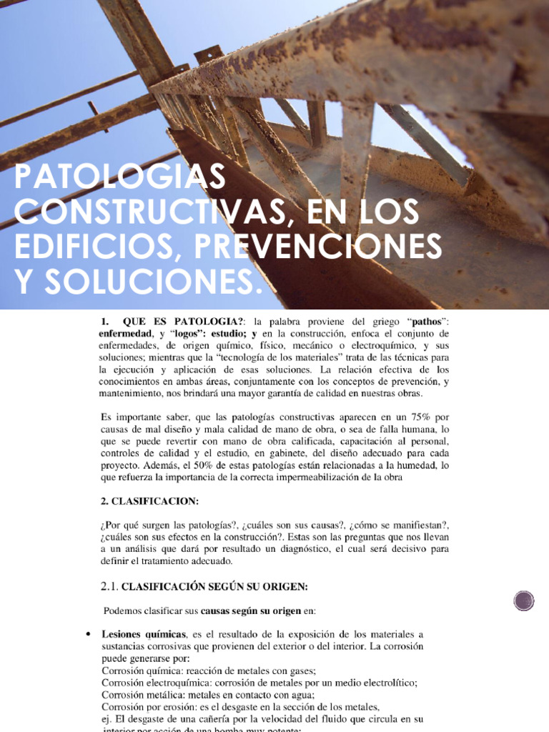 Patologias Constructivas, en Los Edificios, Prevenciones | PDF