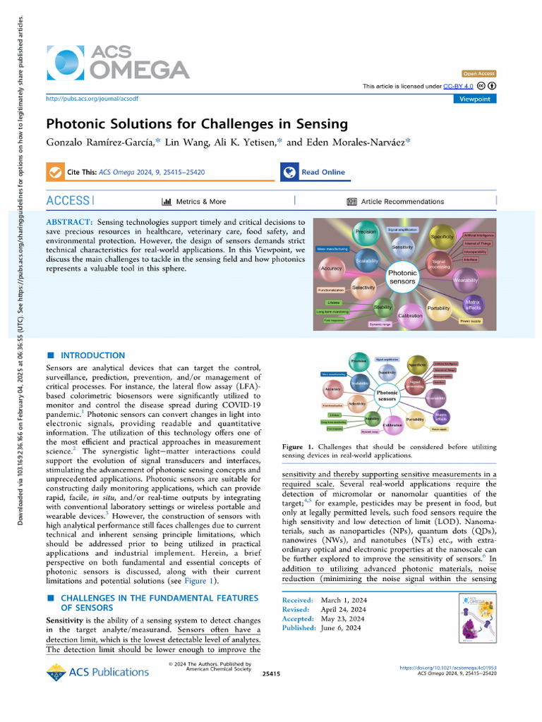 Photonic Solutions for Challenges in Sensing | PDF