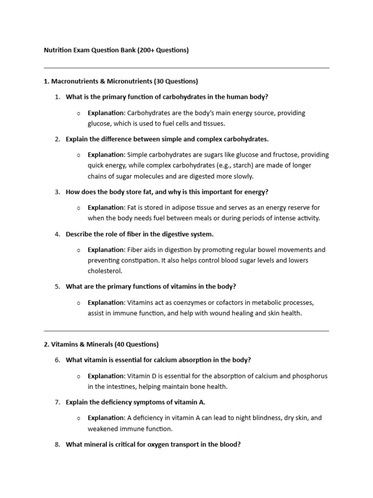 Nutrition Exam Question Bank | PDF | Enzyme | Adenosine Triphosphate