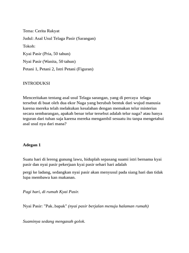 Naskah Asal Usul Telaga Sarangan | PDF